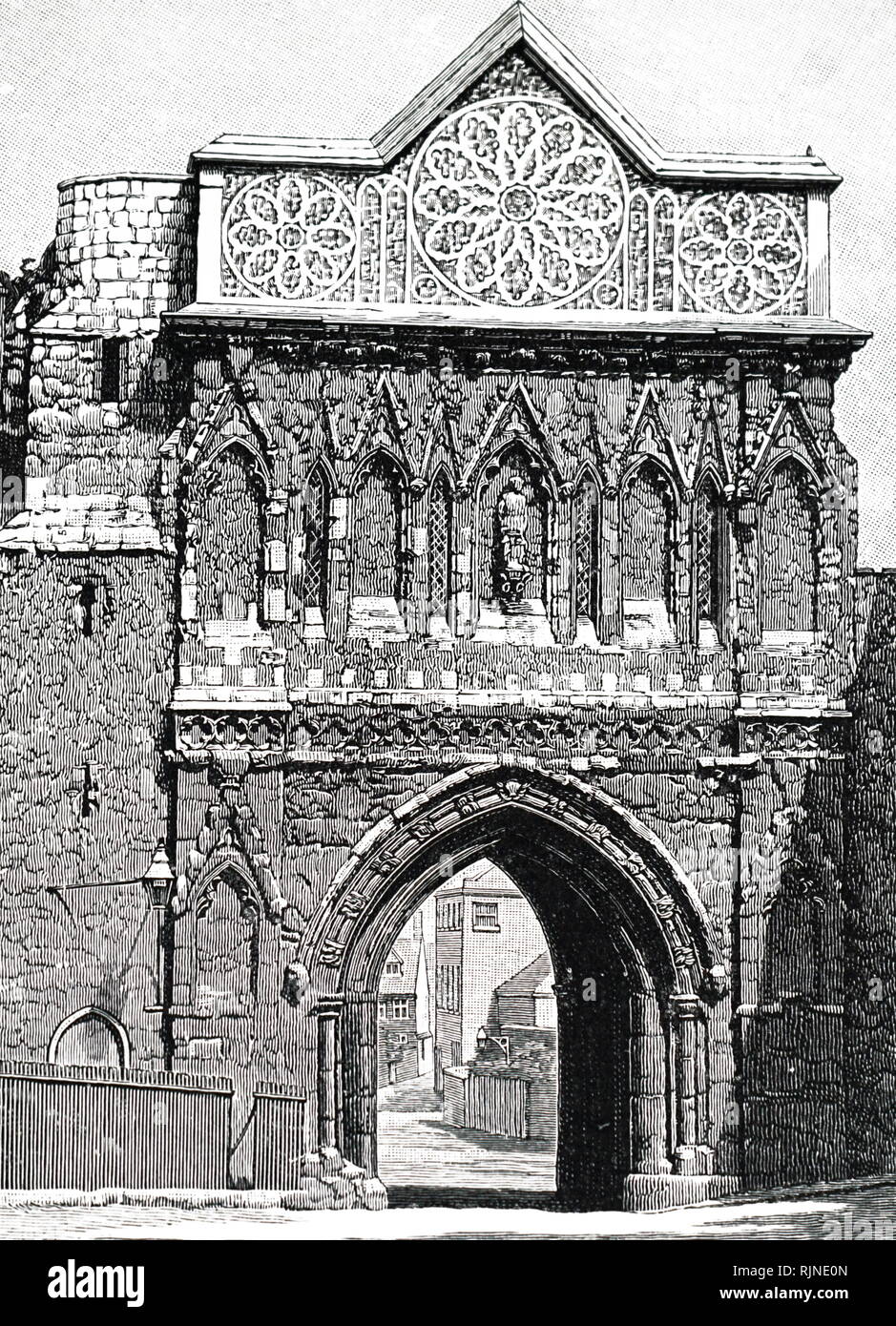 An engraving depicting the Ethelbert Gate, Norwich. Dated 19th century ...