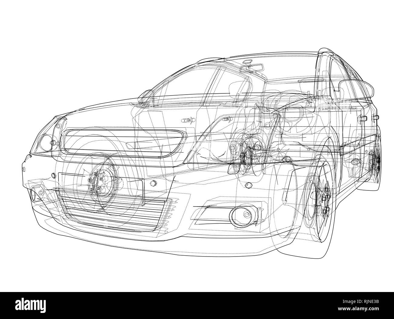 Concept car. Vector rendering of 3d Stock Vector Image & Art - Alamy