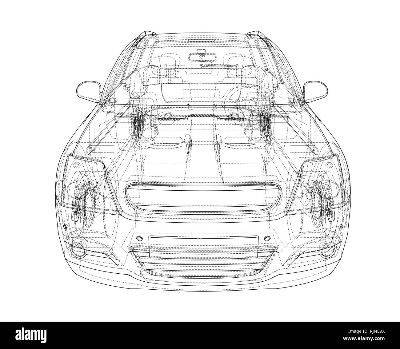 3d model car blueprint Cut Out Stock Images & Pictures - Alamy