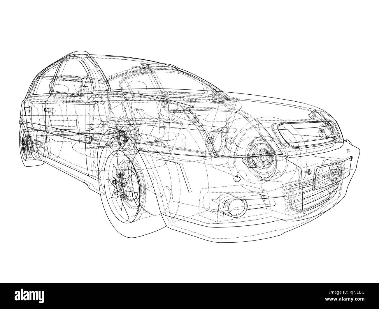 3d model car blueprint Cut Out Stock Images & Pictures - Alamy