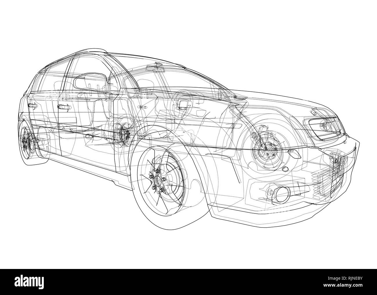 Concept car. Vector rendering of 3d Stock Vector Image & Art - Alamy