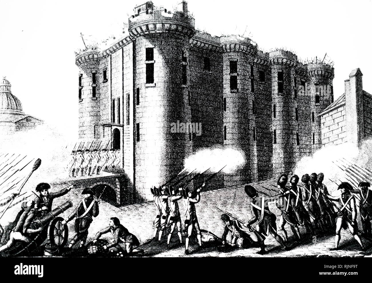An engraving depicting the storming of the Bastille - 14th July 1789 ...