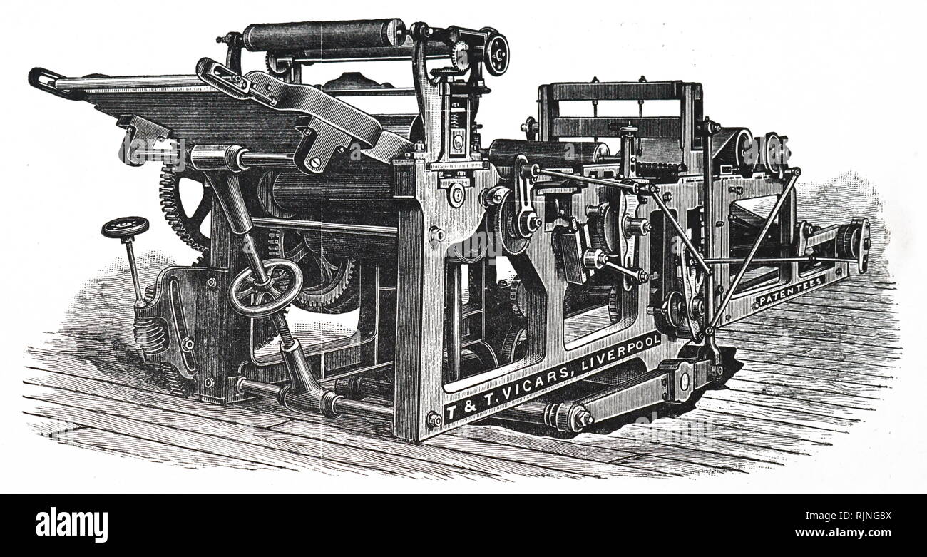An engraving depicting the biscuit cutting machine manufactured by T ...