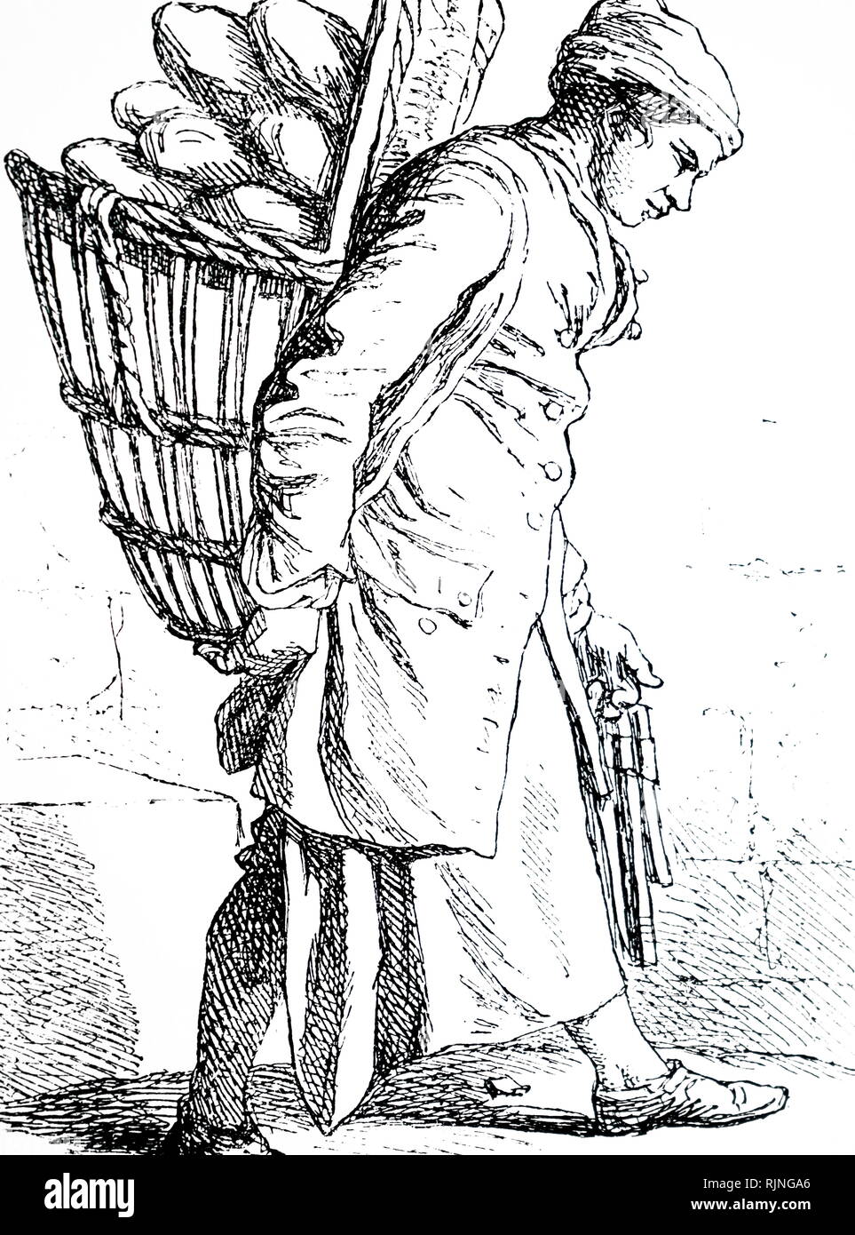 An engraving depicting a baker. Dated 19th century Stock Photo - Alamy