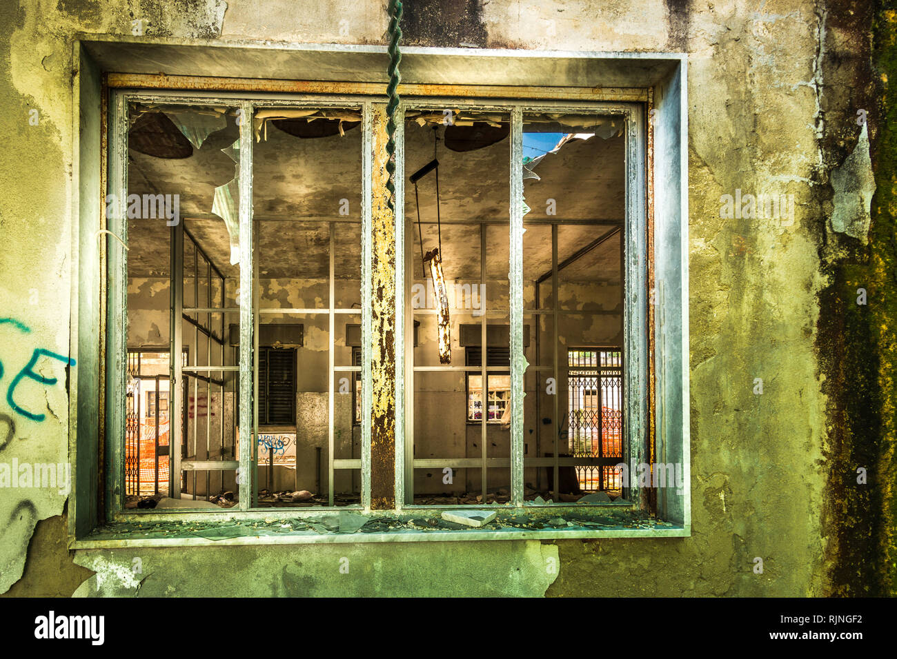 abandoned place destroyed window Stock Photo - Alamy