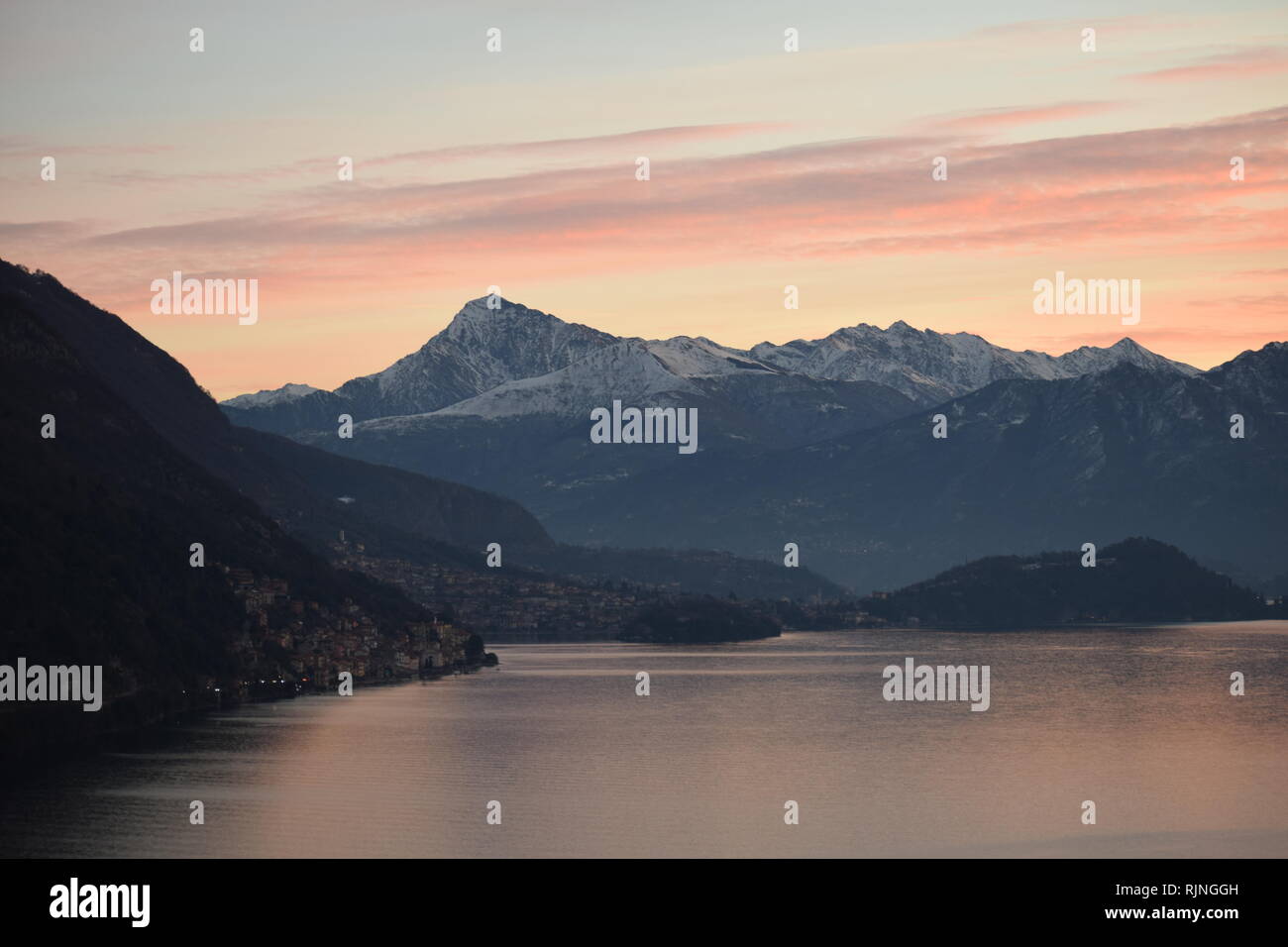 Sunrise over Lake Como Italy, Winter 2019 Stock Photo - Alamy