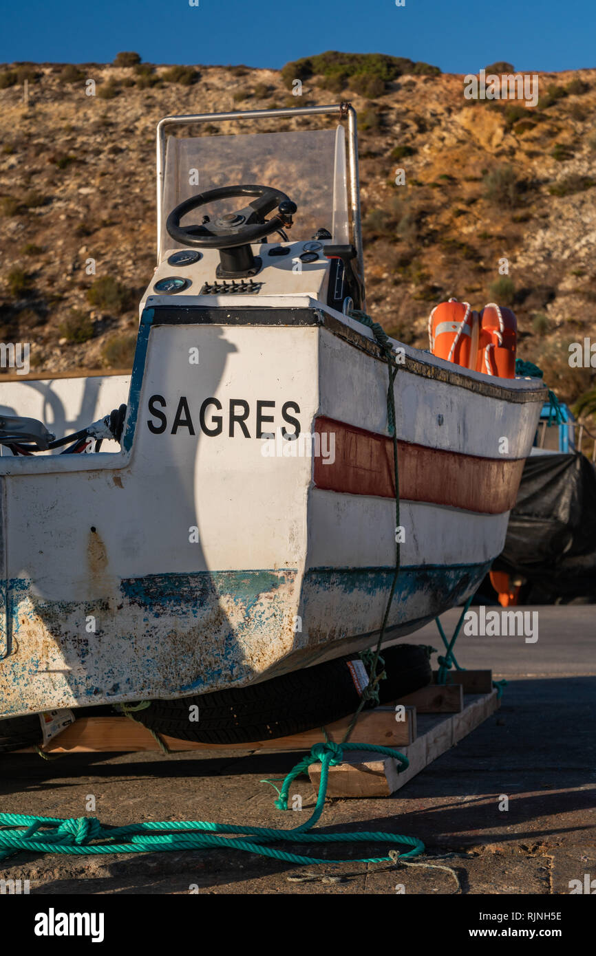 boat ship with sagres name in portugal algarve Stock Photo - Alamy