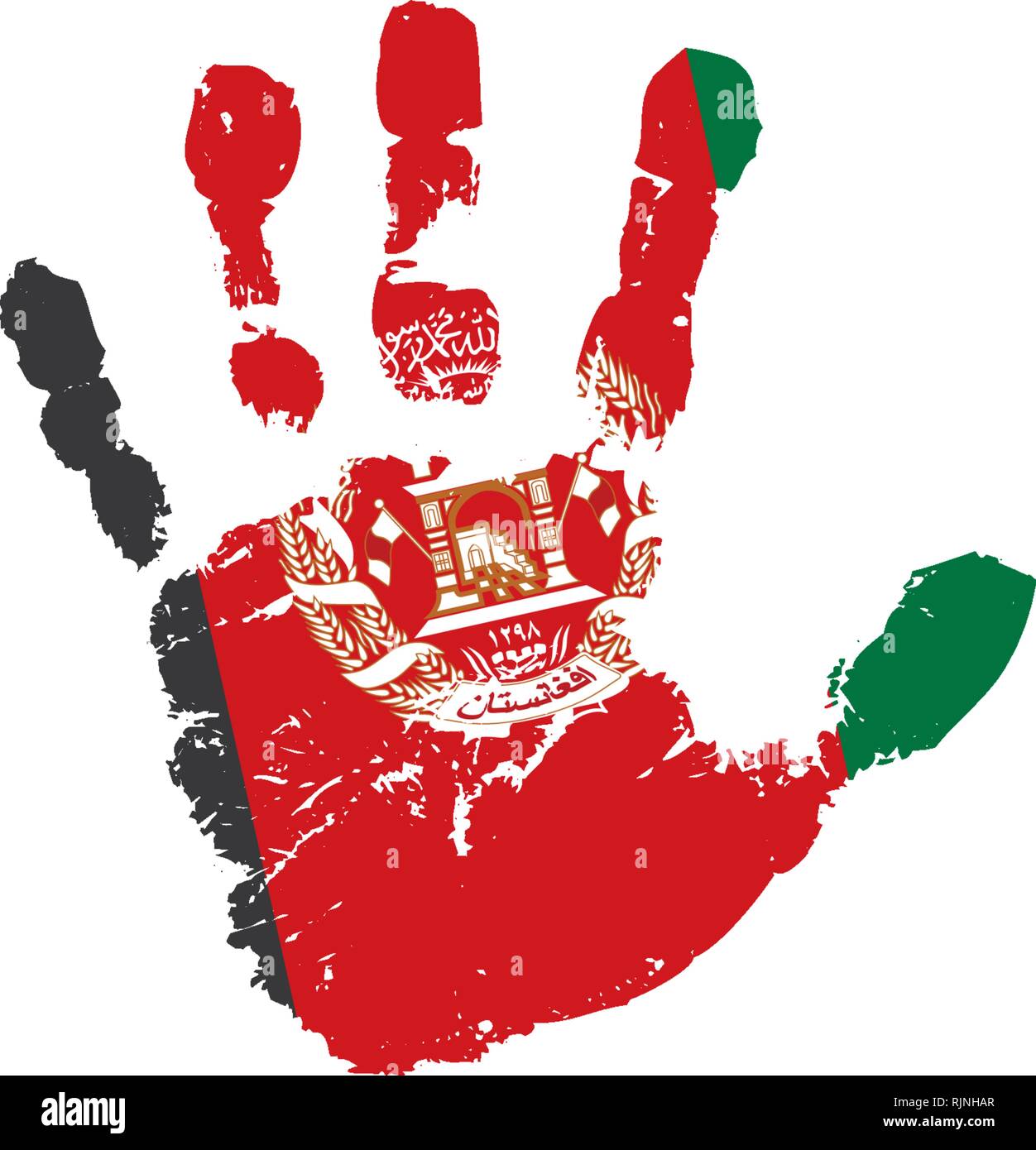 Afghanistan flag and hand on white background. Vector illustration ...