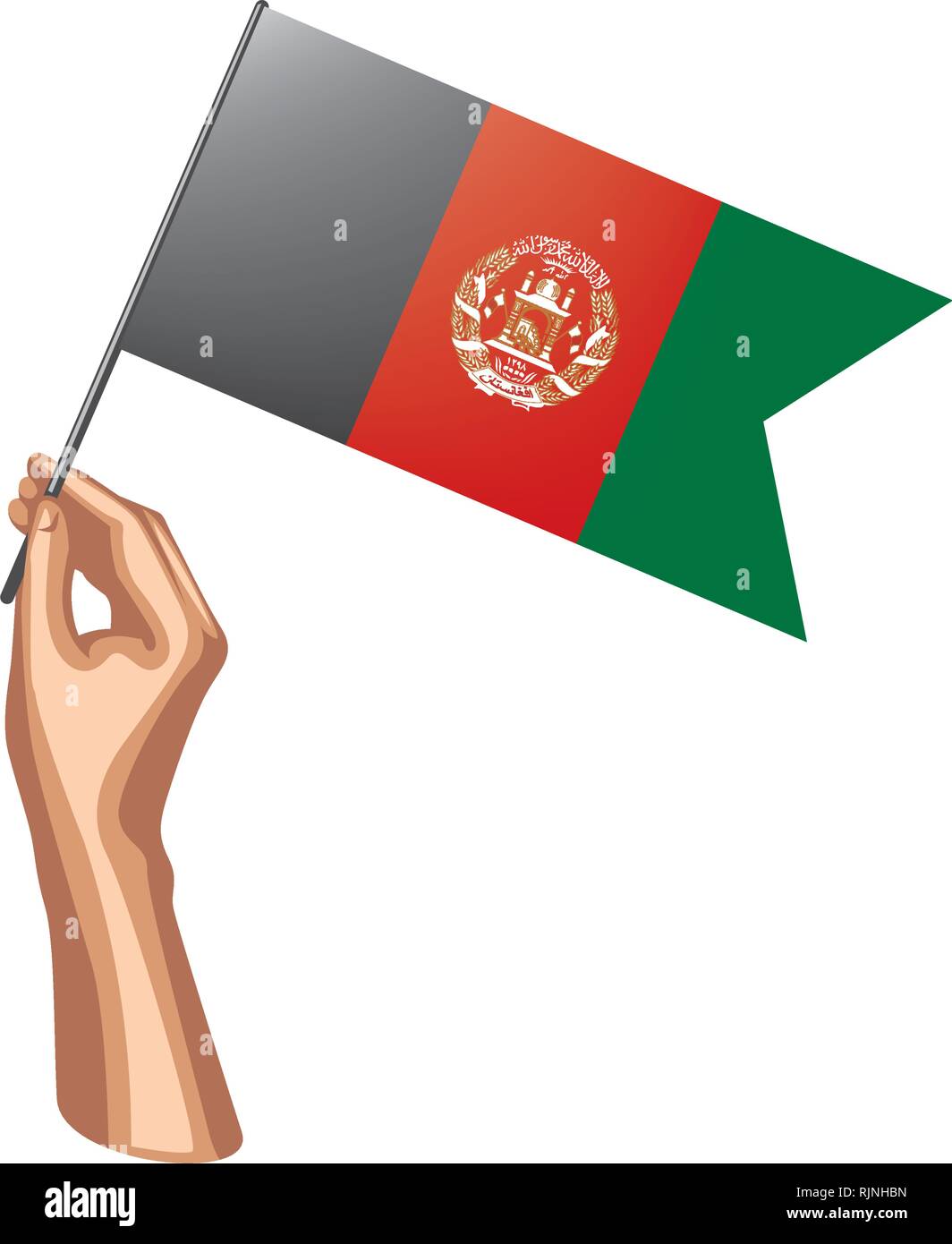 Afghanistan flag and hand on white background. Vector illustration ...