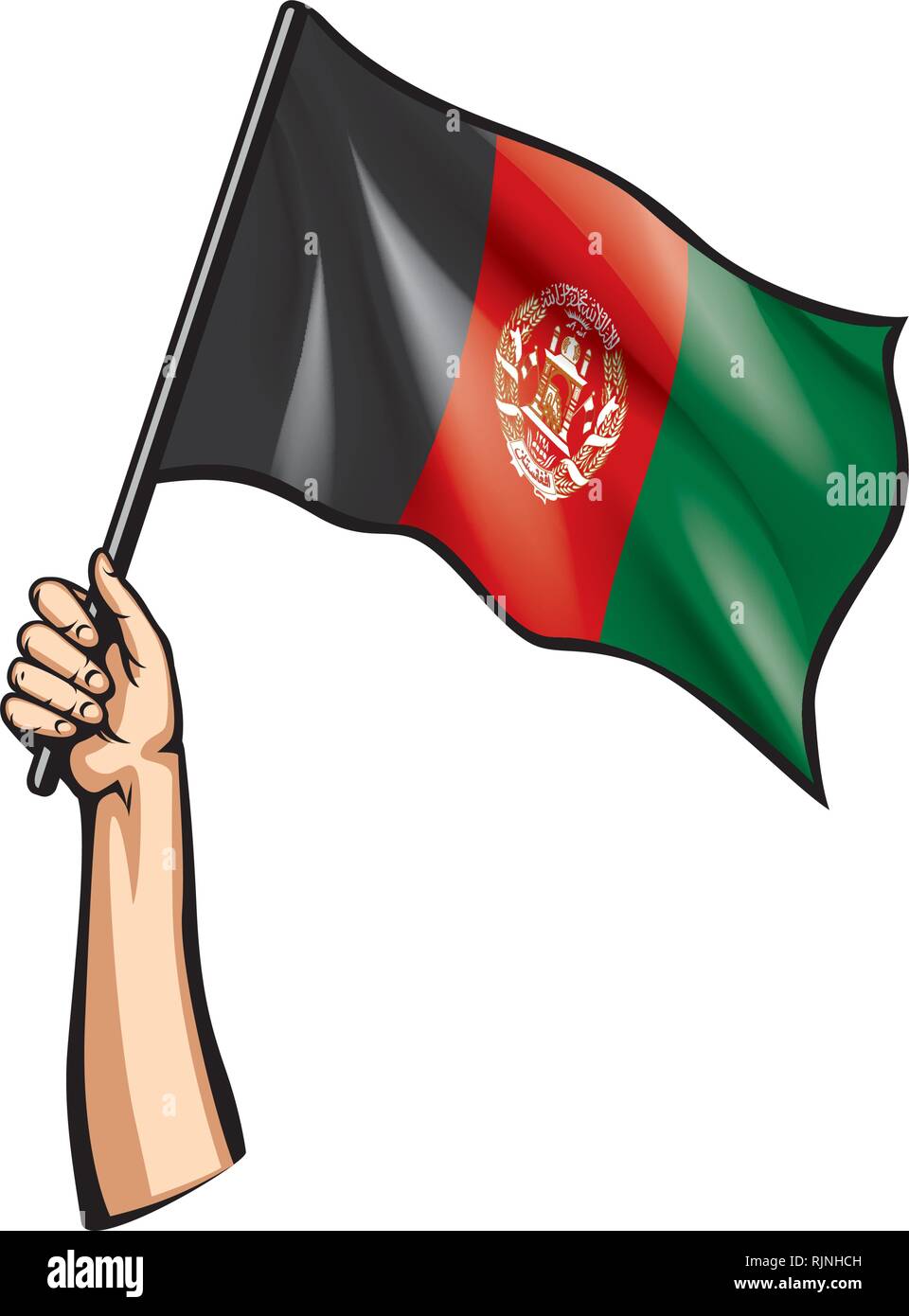 Afghanistan flag and hand on white background. Vector illustration ...