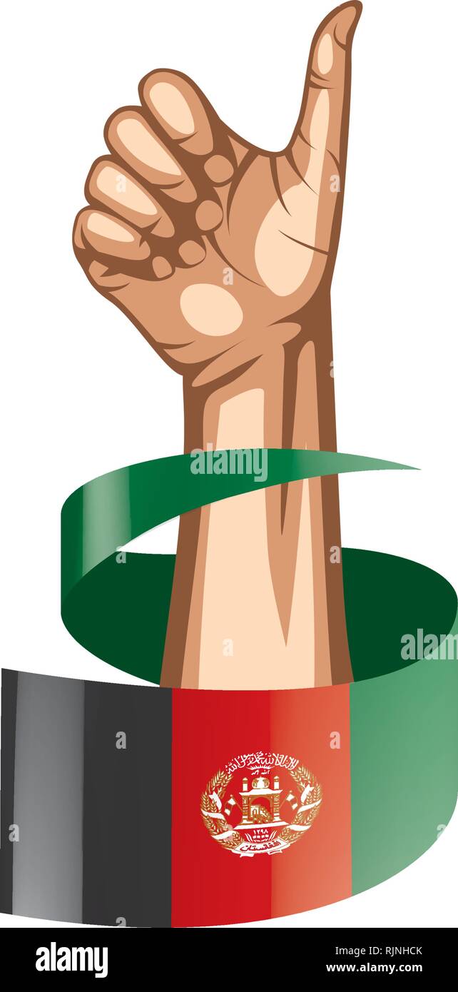 Afghanistan flag and hand on white background. Vector illustration ...