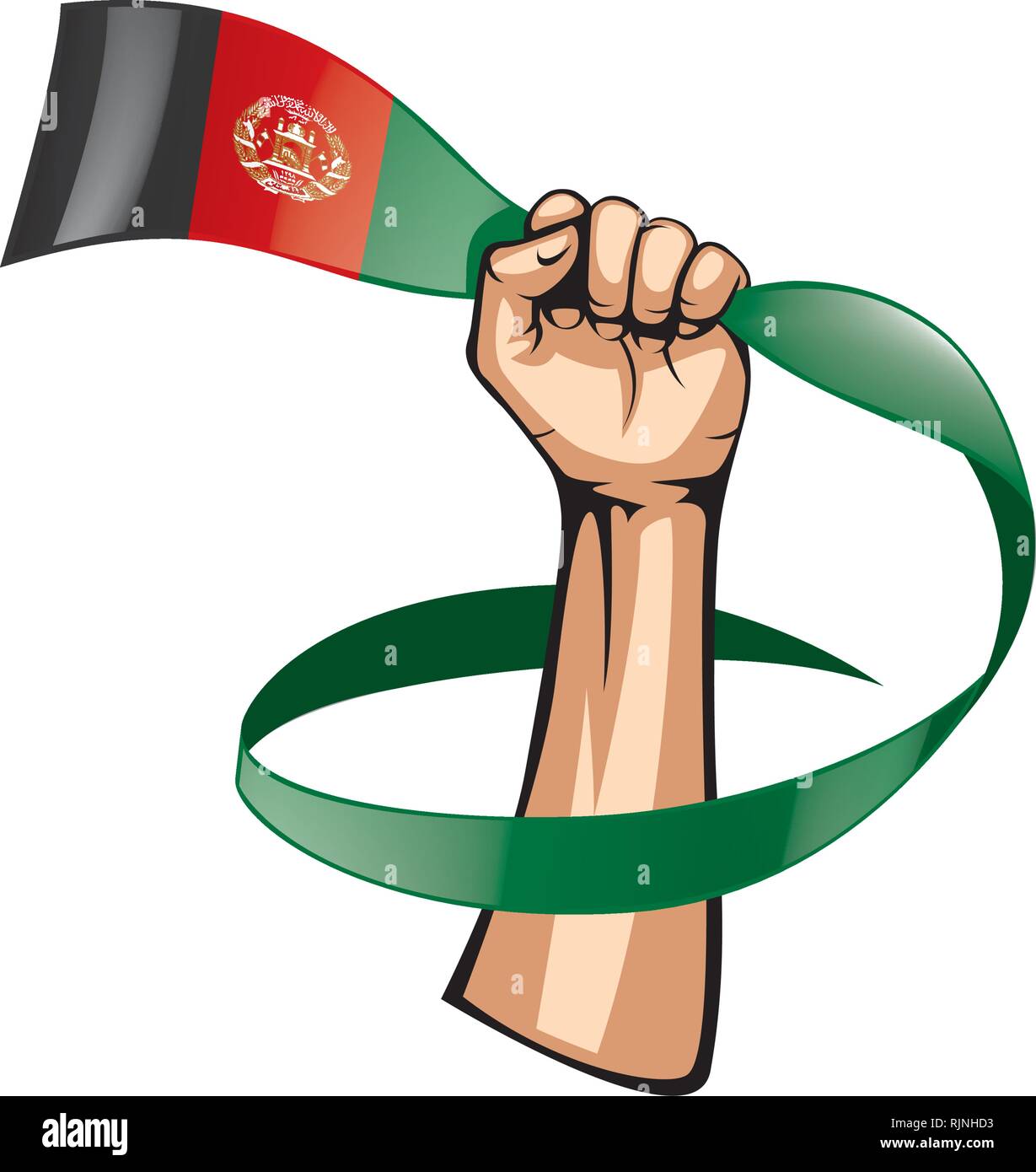 Afghanistan flag and hand on white background. Vector illustration ...