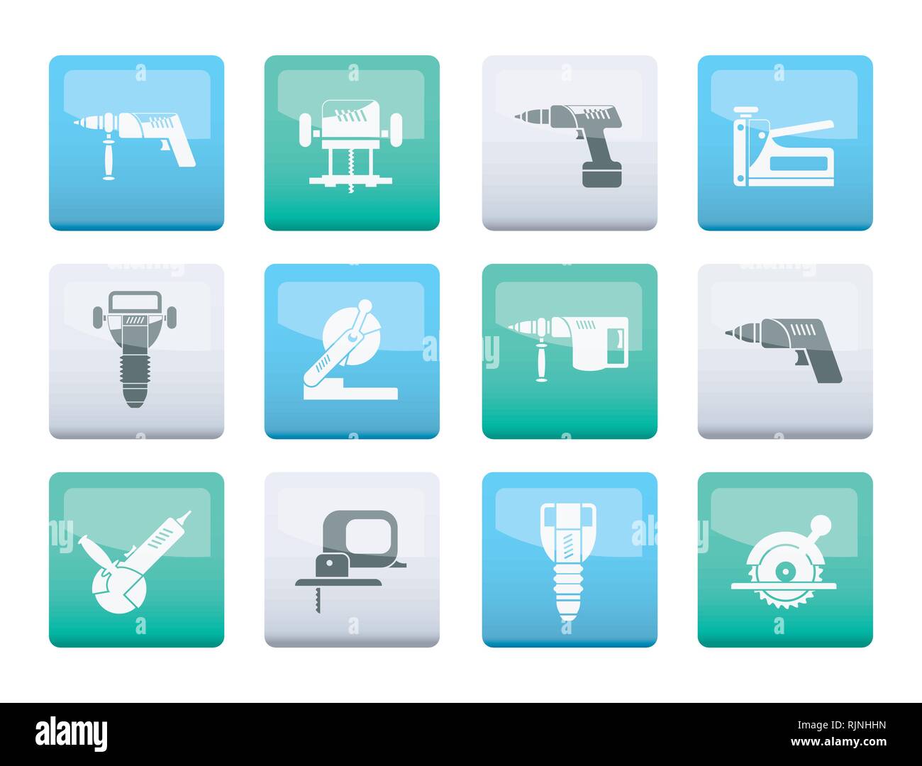 Building and Construction Tools icons over color background - Vector ...
