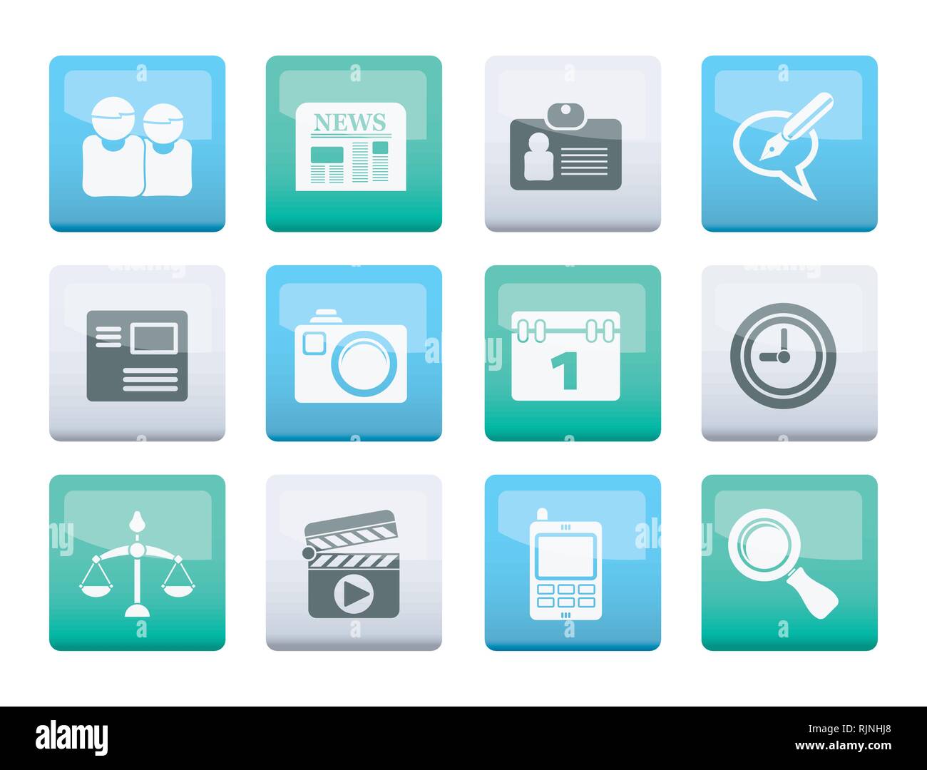 Web site, computer and business icons over color background - vector ...