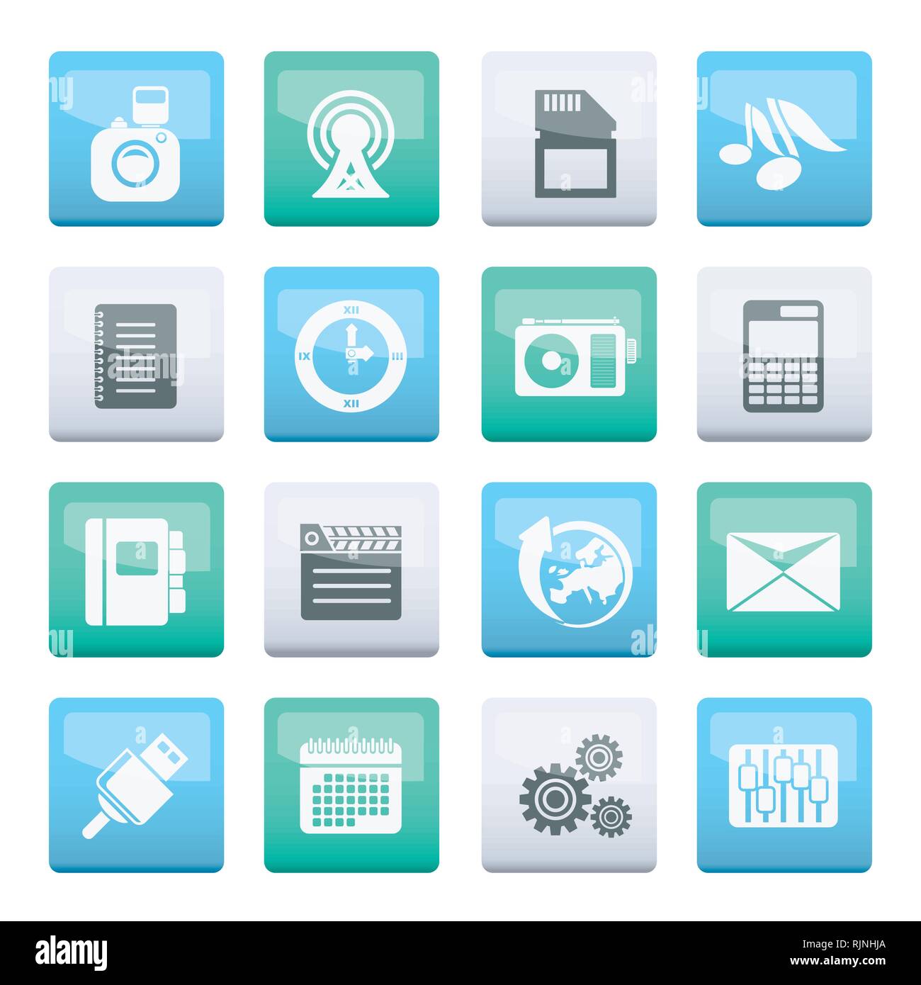 Phone Performance, Business and Office Icons over color background ...