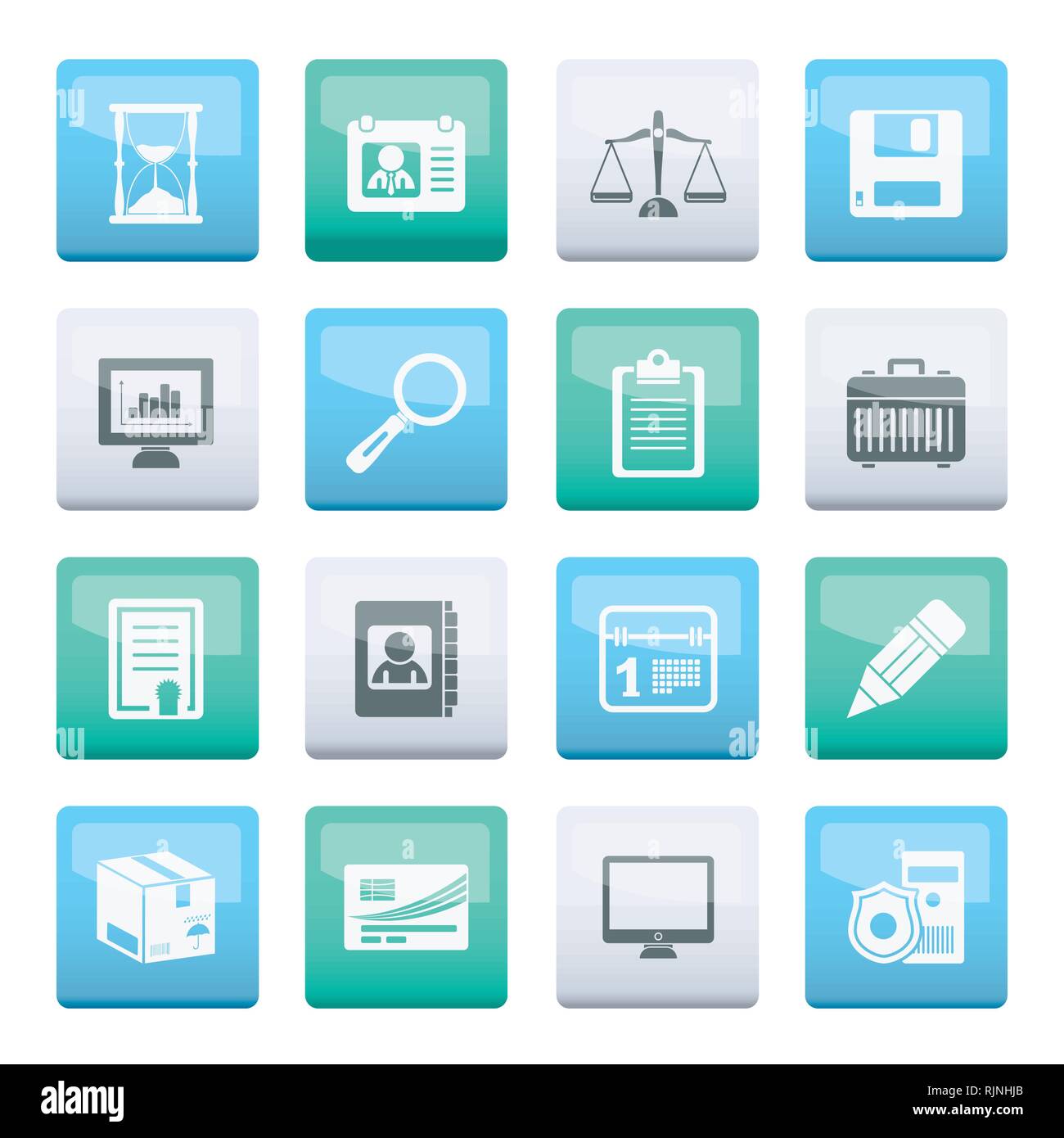 Business and office Icons over color background - vector icon set Stock ...