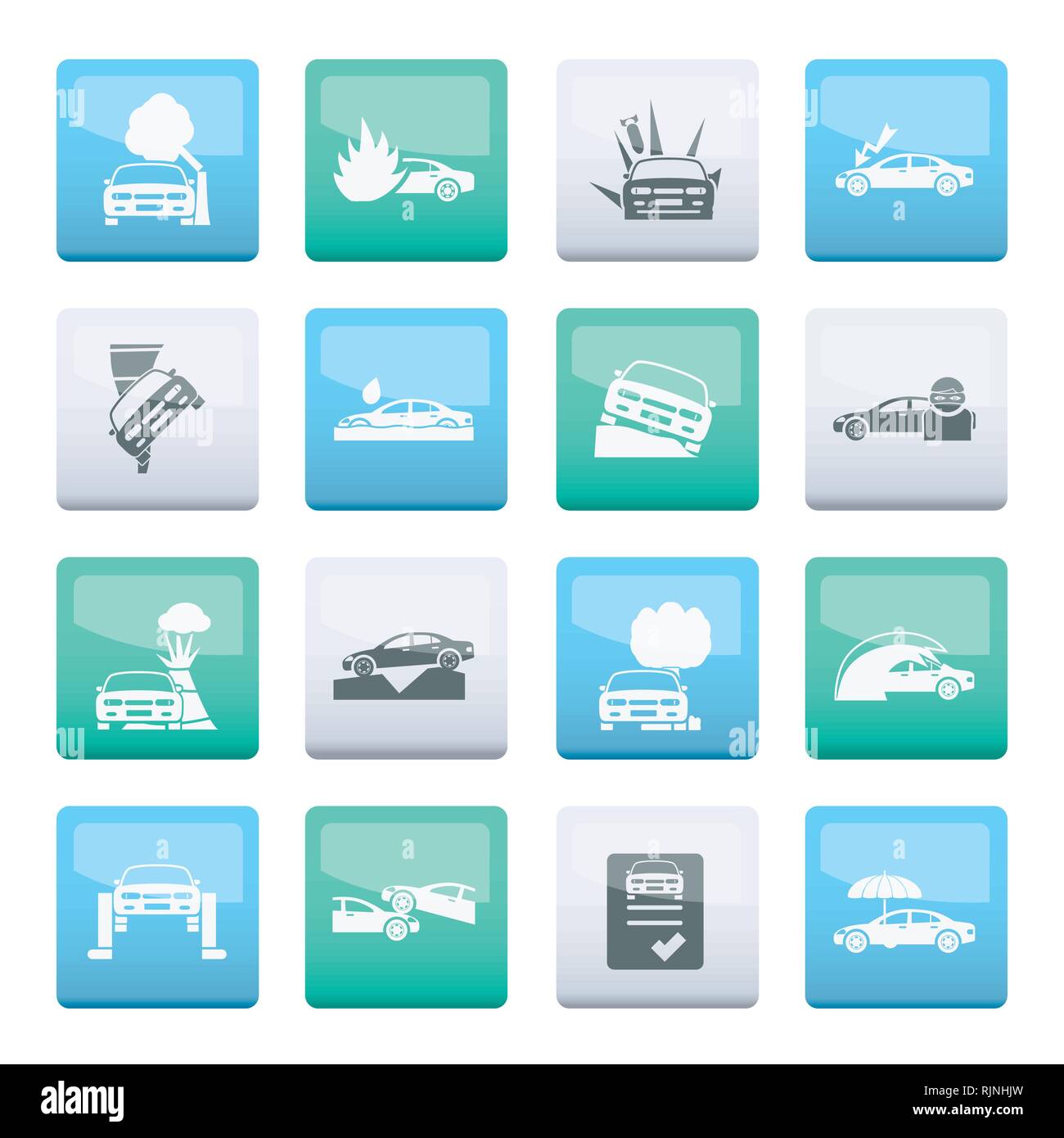 Car and transportation insurance and risk icons over color background ...