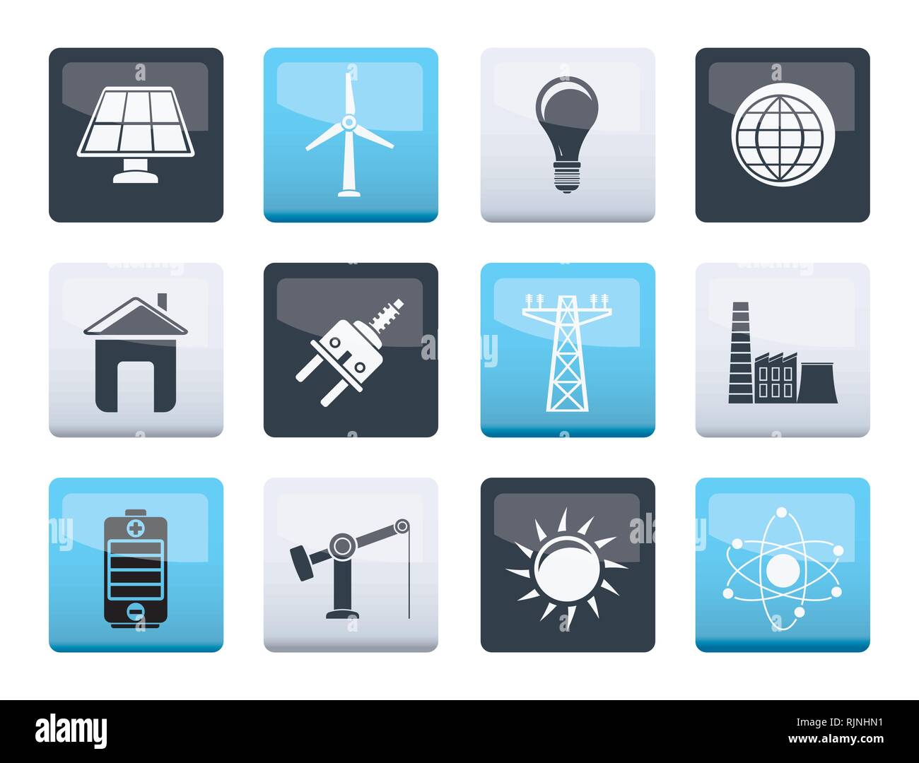 Power, energy and electricity icons over color background - vector icon ...