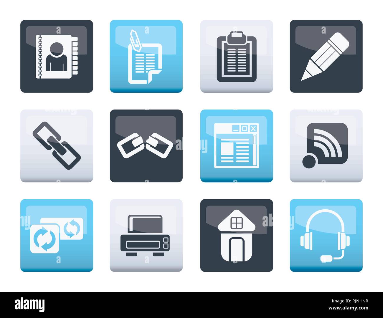 Internet and website icons over color background - vector icon set ...