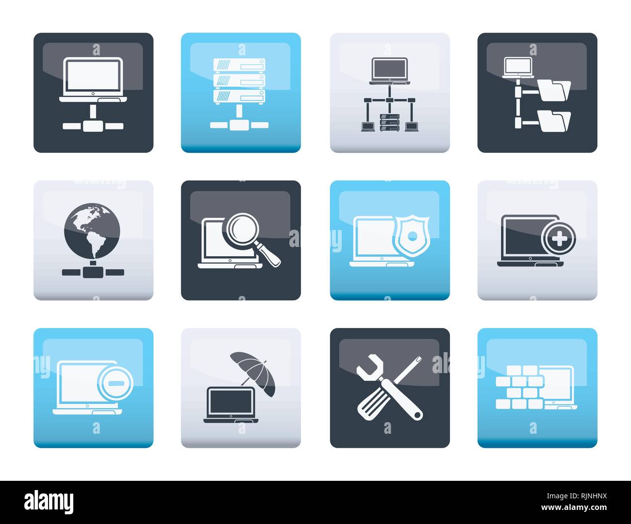 Network, Server and Hosting icons over color background - vector icon ...