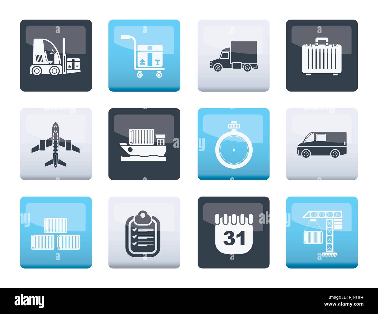 Logistics, shipping and transportation icons over color background ...