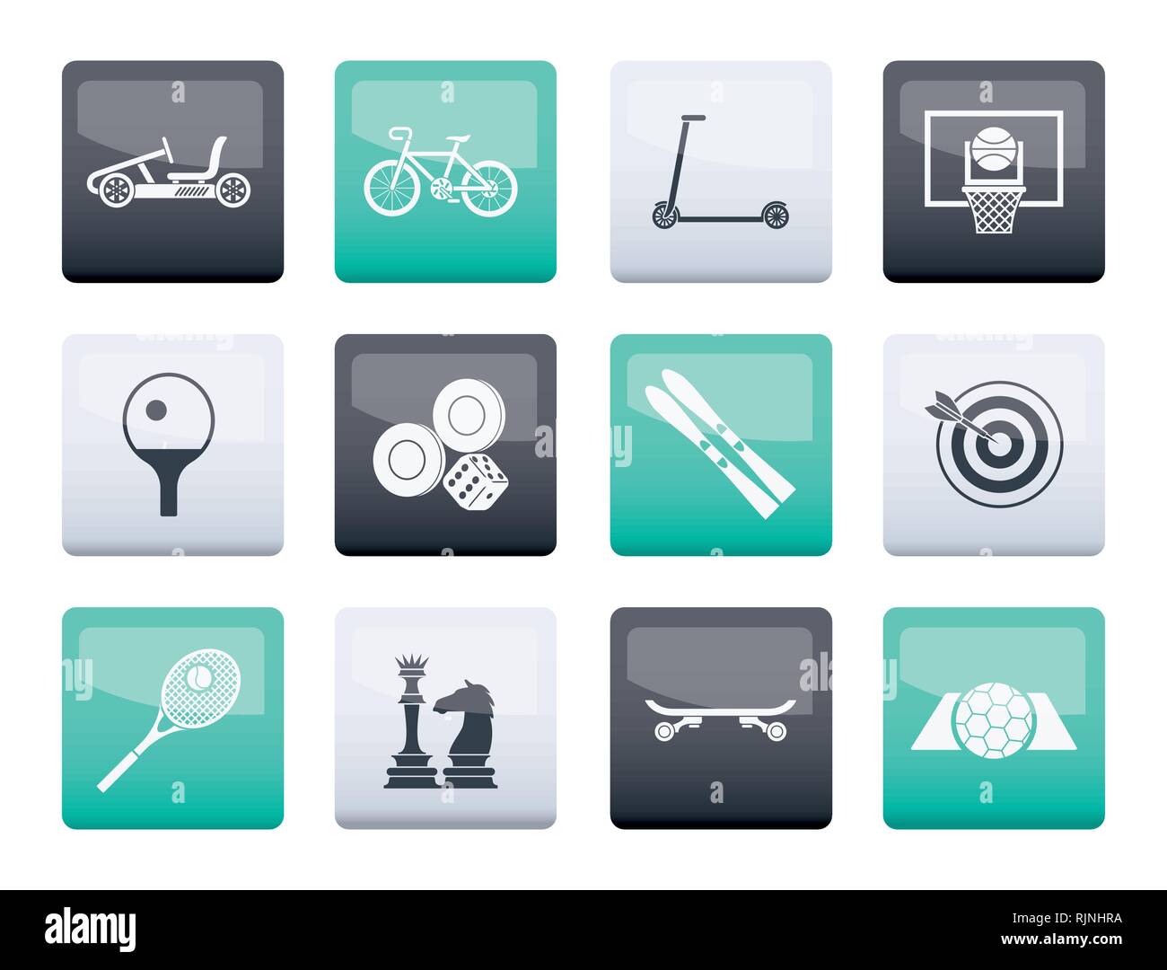Sports equipment and objects icons over color background - vector icon ...