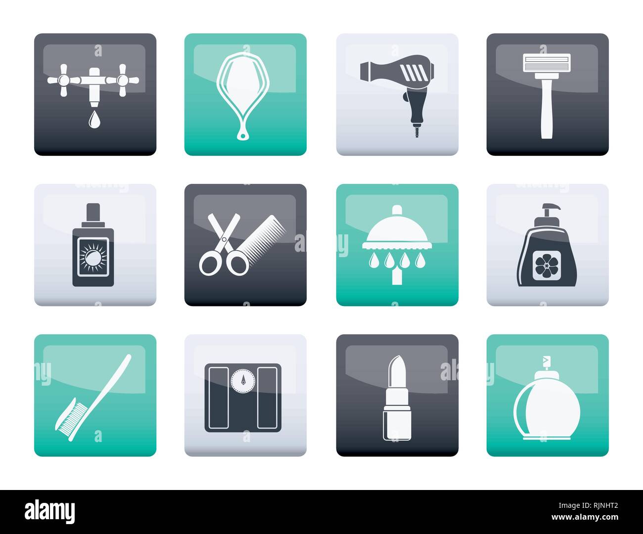 Personal care and cosmetics icons over color background - vector icon ...