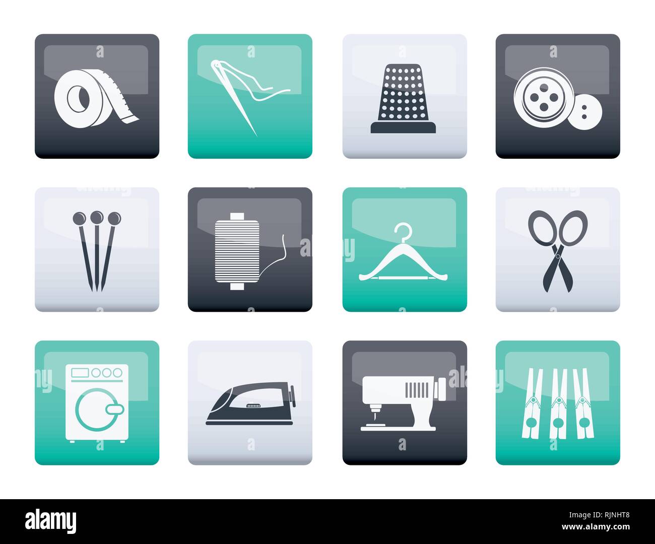 Textile Objects And Industry Icons Over Color Background Vector Icon