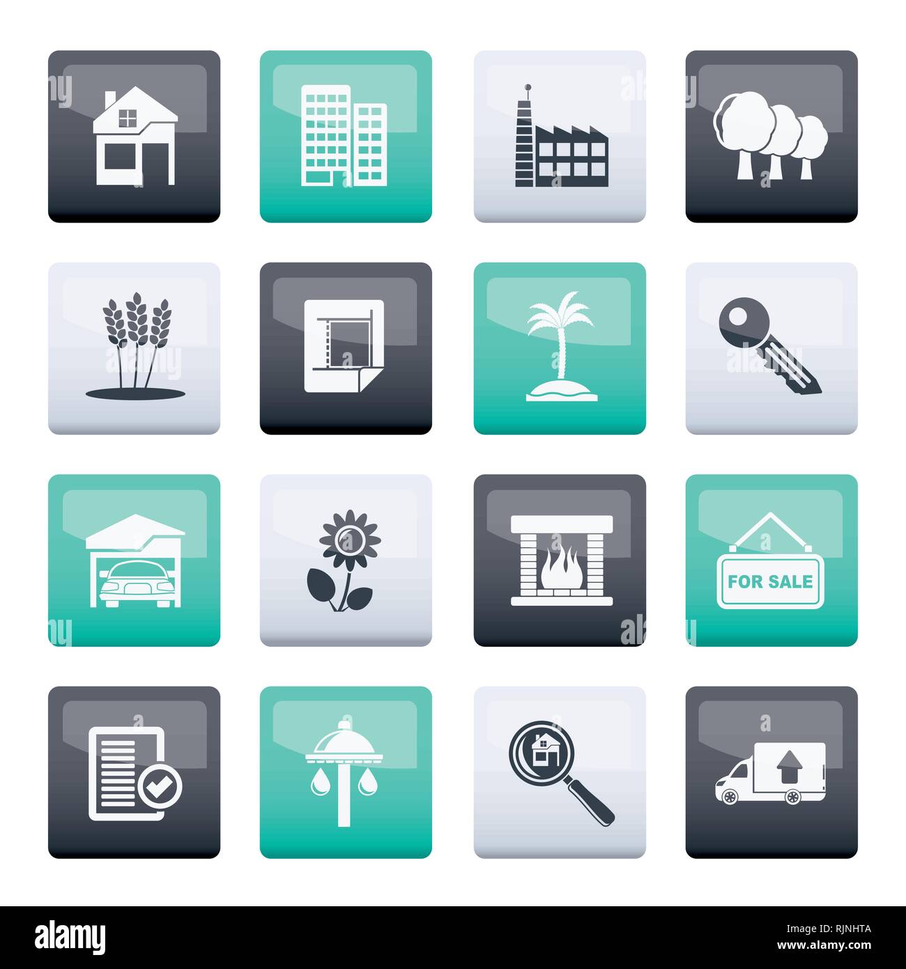 Real Estate and building icons over color background - Vector Icon Set ...