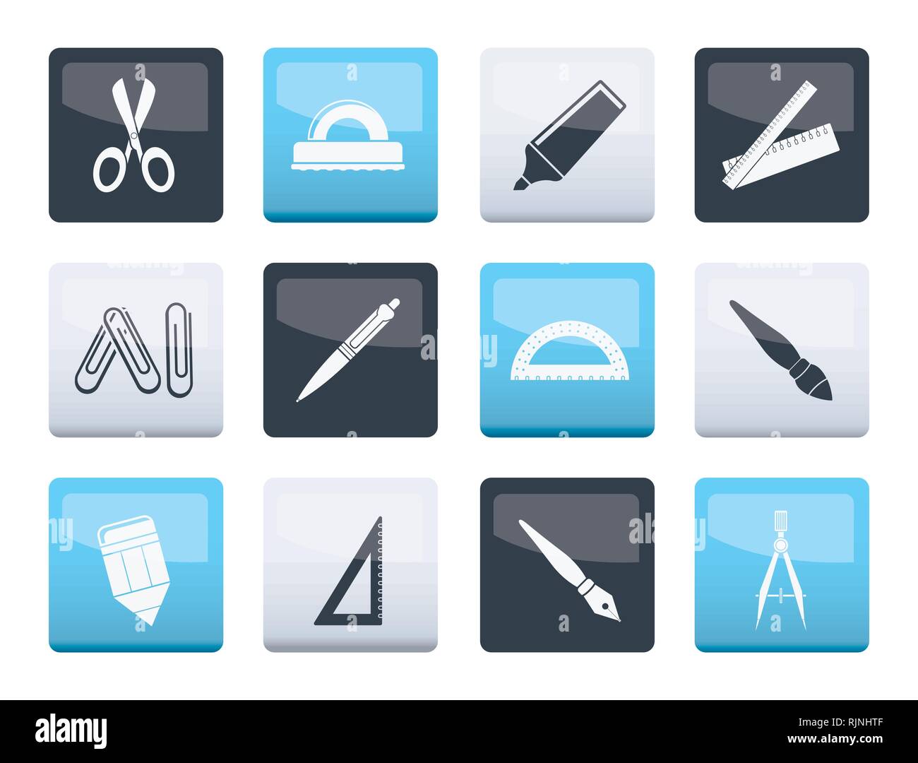 School and office tools icons over color background- vector icon set ...