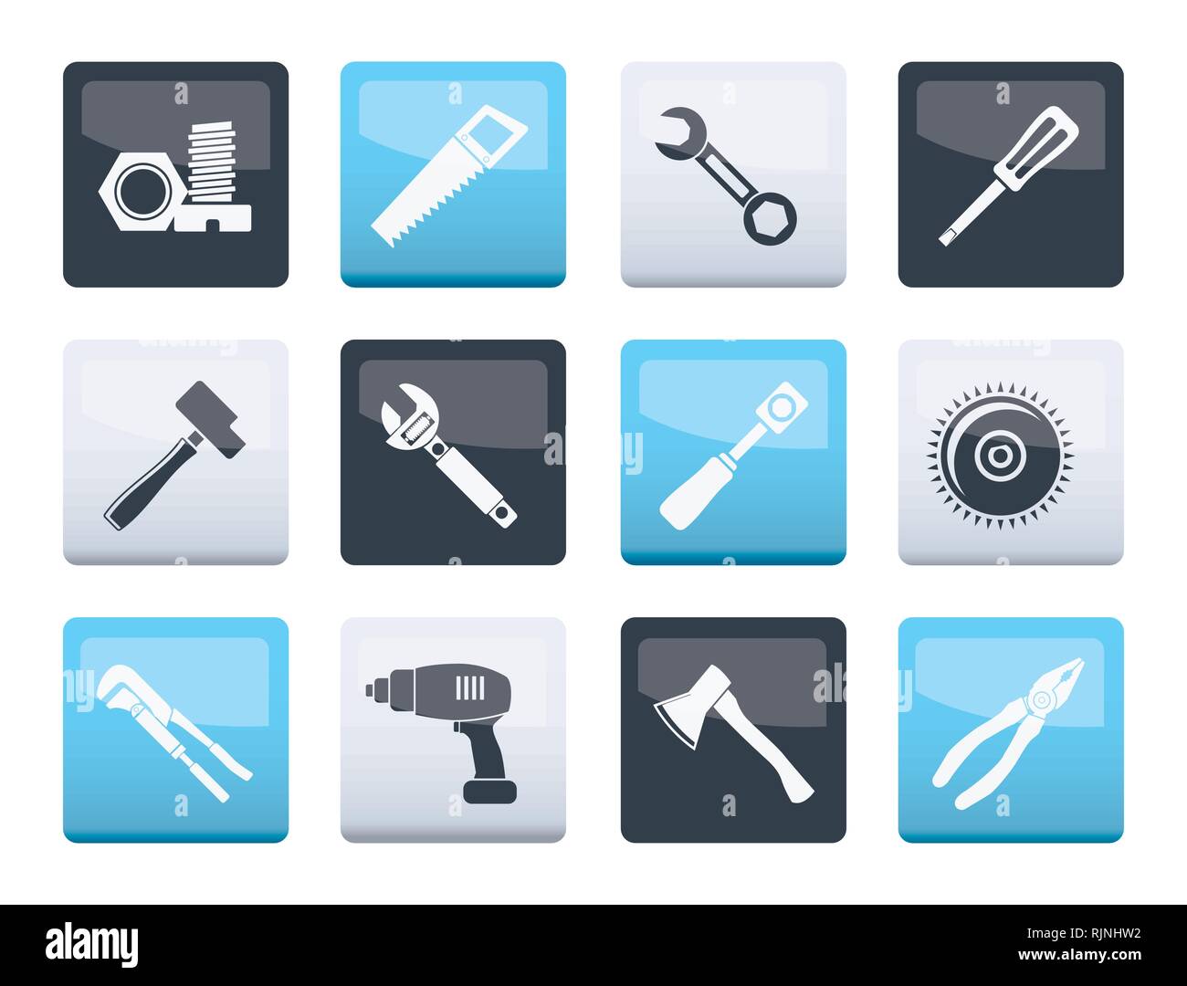 Different kind of tools icons over color background - vector icon set ...