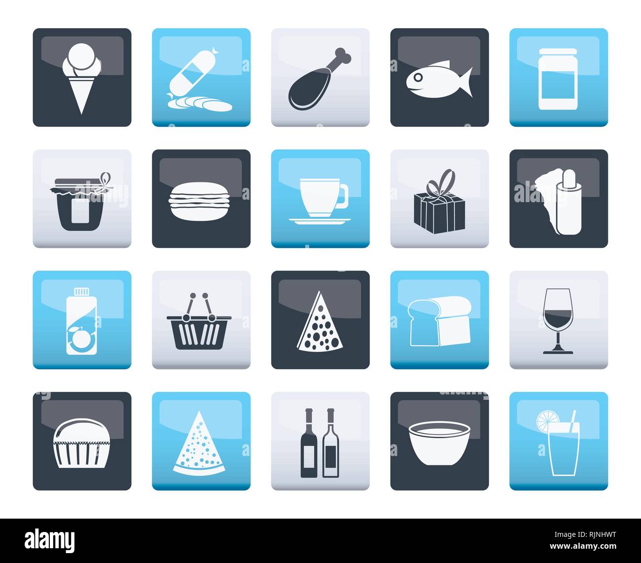 Shop and Foods Icons over color background - Vector Icon Set Stock ...