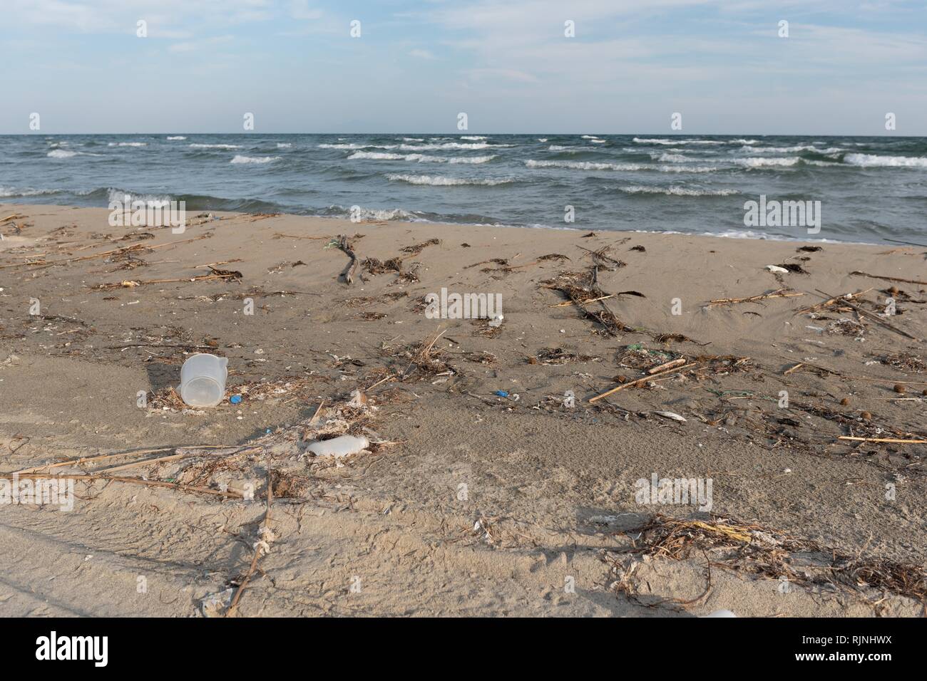 Dirty beach stripes Stock Photo - Alamy