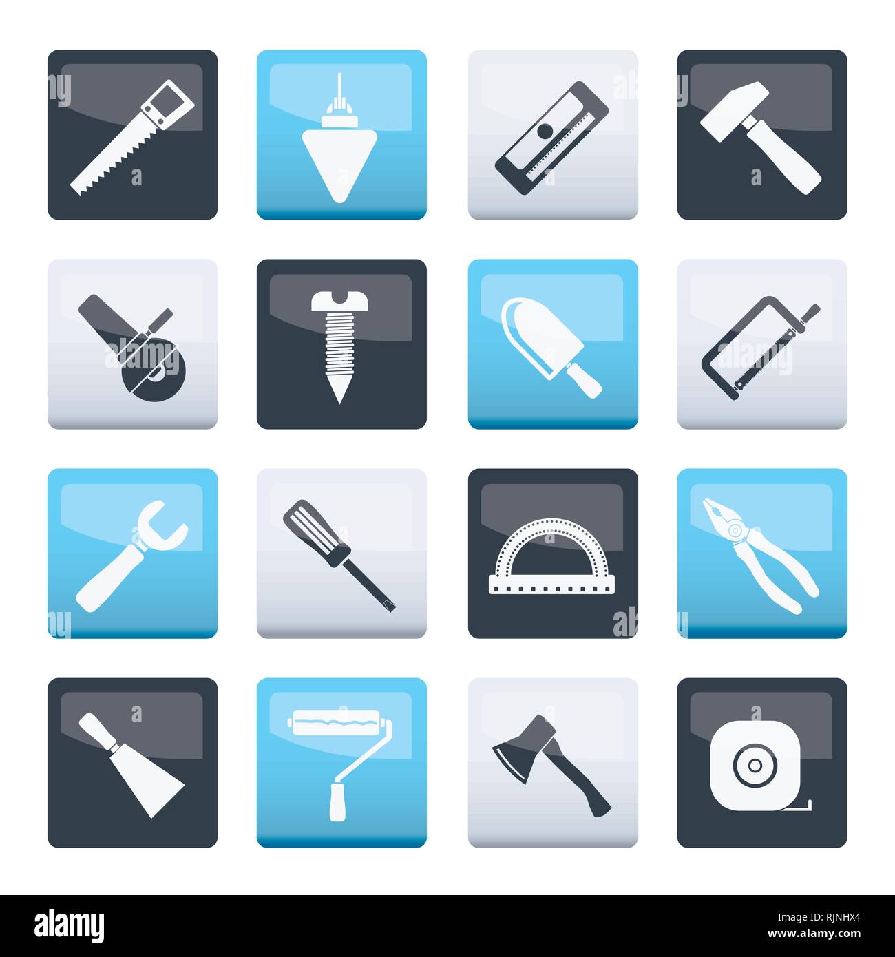 Construction and Building Tools icons over color background- Vector ...