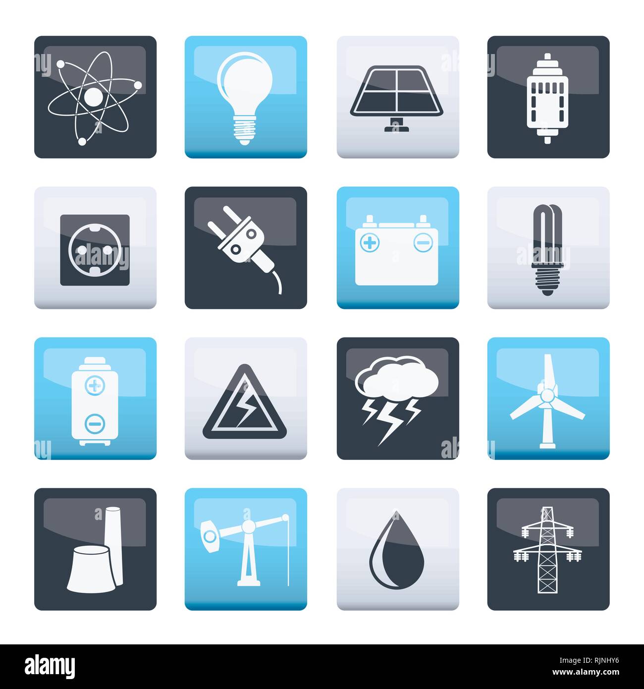 Power and electricity industry icons over color background - vector ...