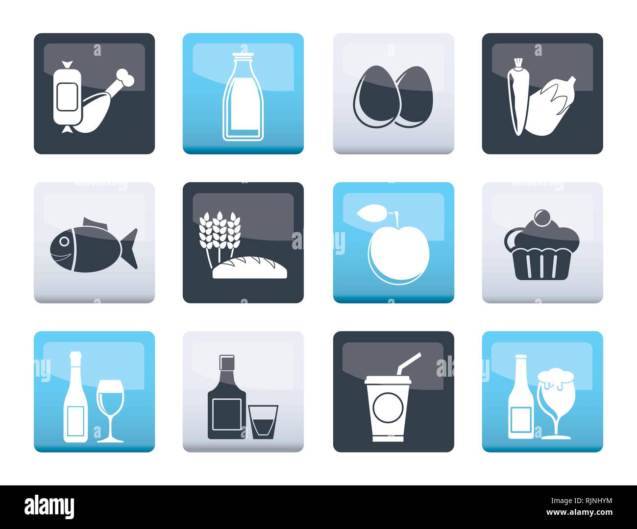 Food, drink and Aliments icons over color background - vector icon set ...