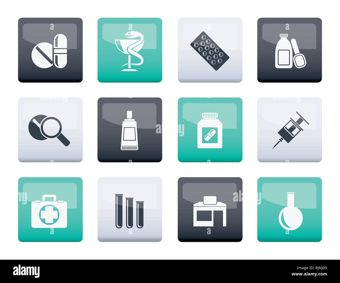 Pharmacy and Medical icons over color background - vector icon set ...