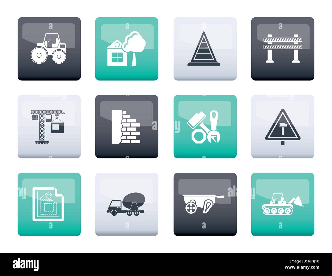 Construction and building Icons over color background - vector icon set ...
