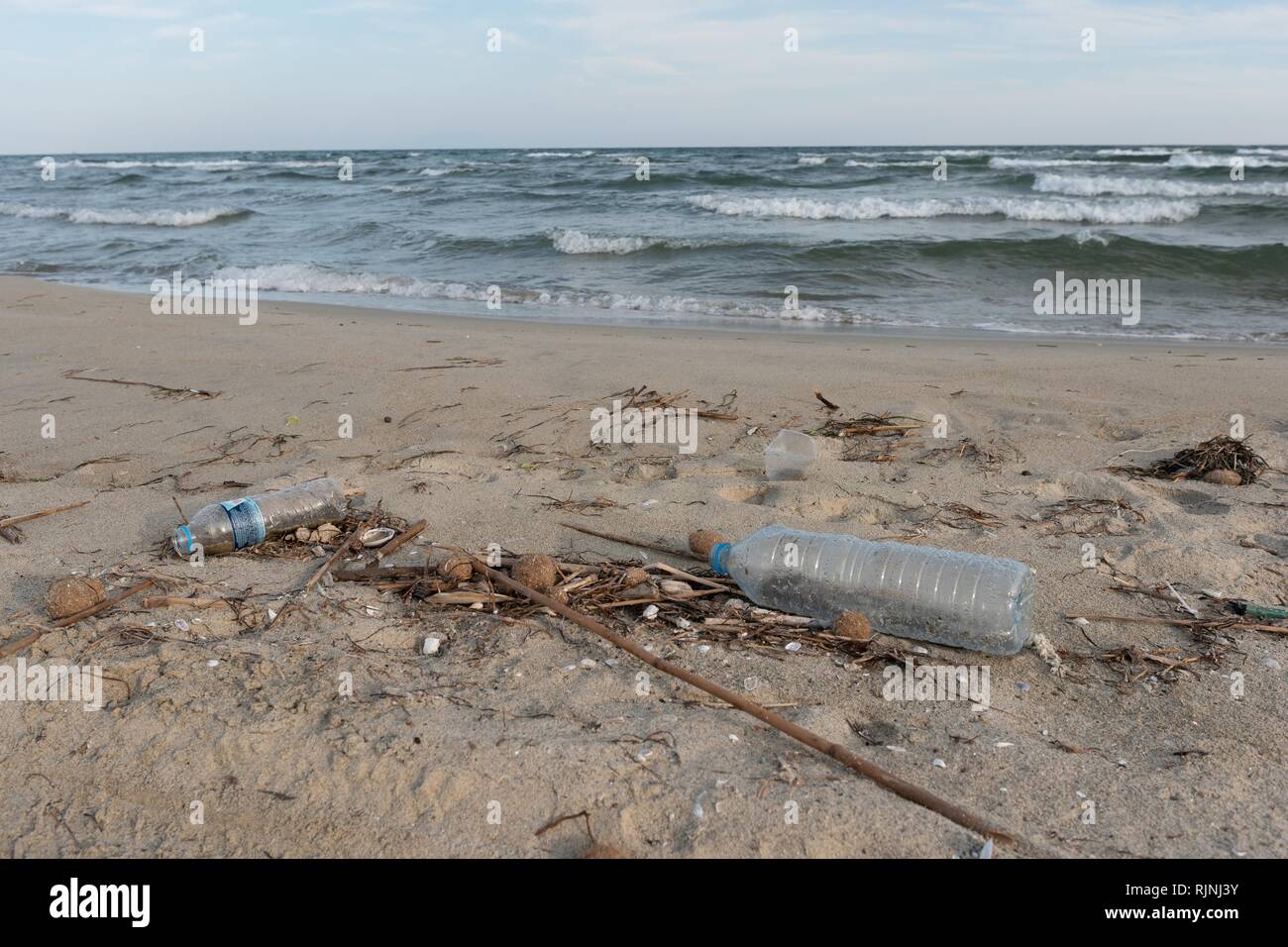 Pollution of beaches with plastic Stock Photo - Alamy