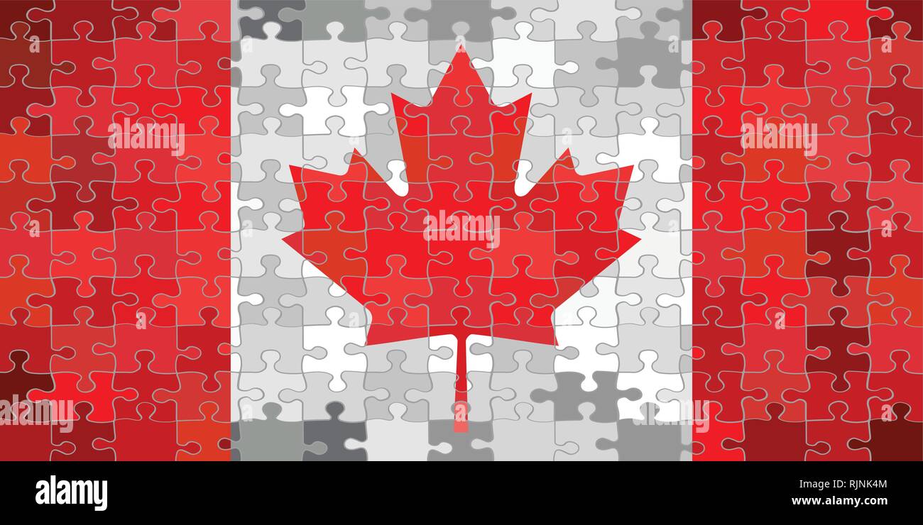 Canada flag made of puzzle background - Illustration Stock Vector Image ...