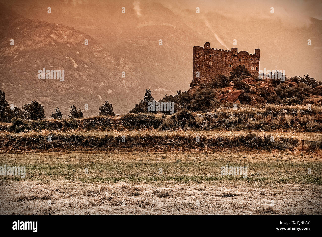 Italy Valle D'Aosta Chatillon Ussel Castle Stock Photo - Alamy