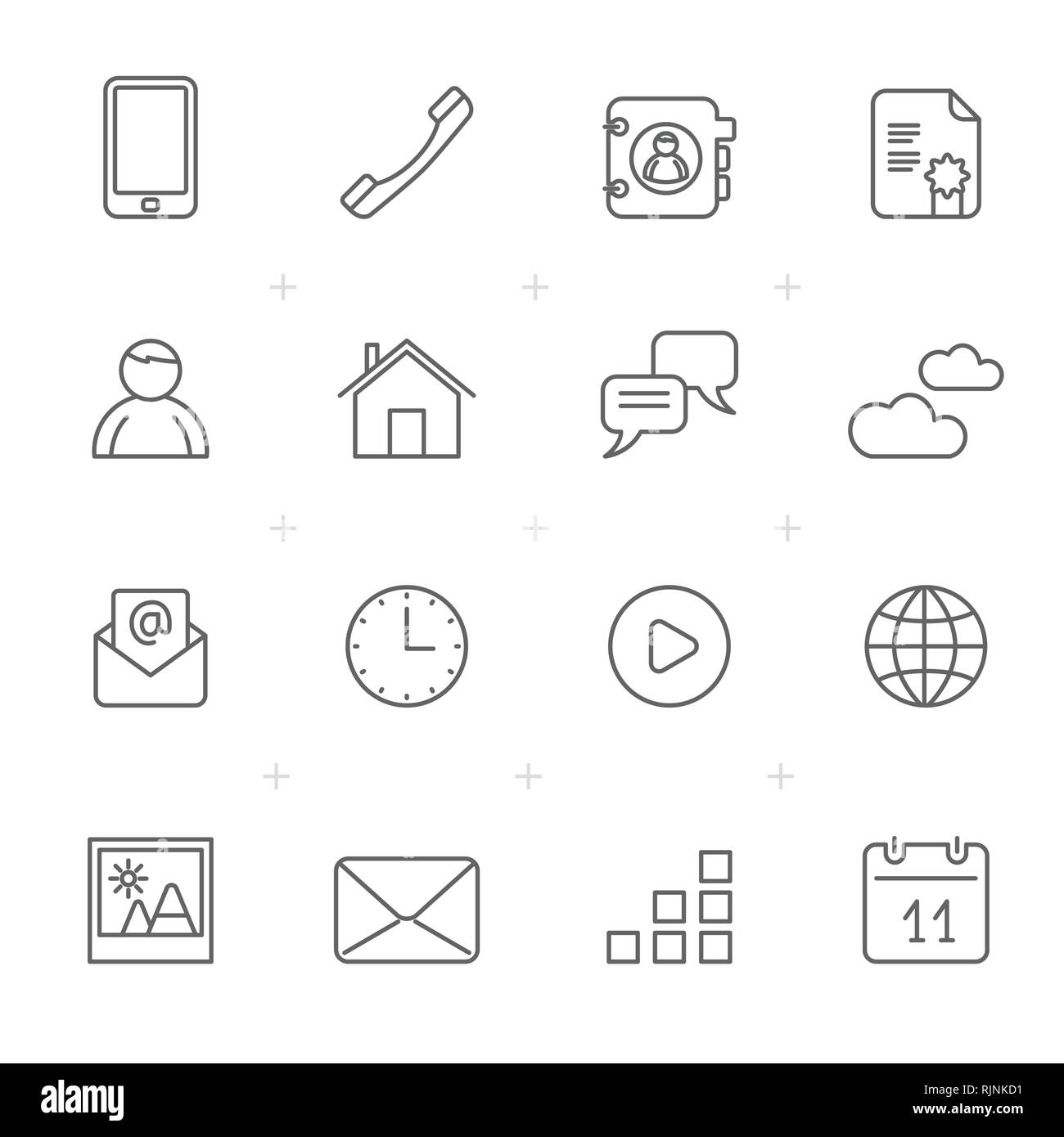 Communication, connection and mobile phone icons - vector icon set ...