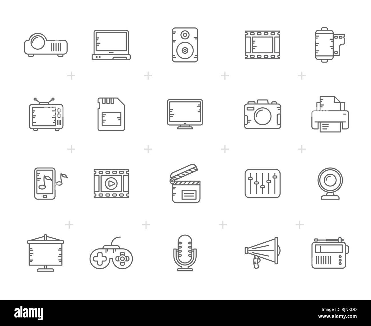 Line modern multimedia icons - vector icon set Stock Vector Image & Art ...