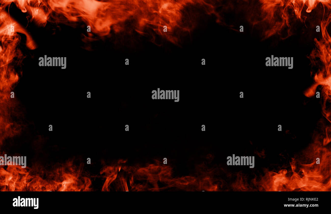 Frame of real fire flames burn motion smoke . Border texture overlays ...