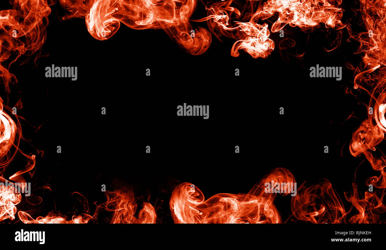 Frame of real fire flames burn motion smoke . Border texture overlays ...