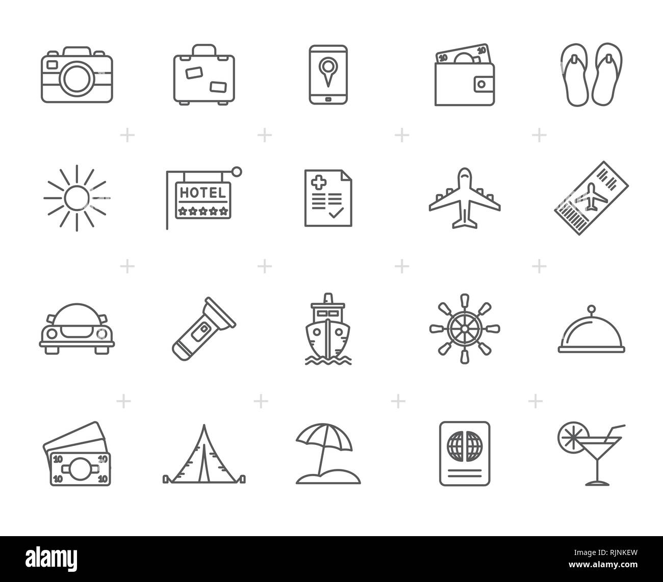 Line Travel, Tourism and trip icons - vector icon set Stock Vector ...