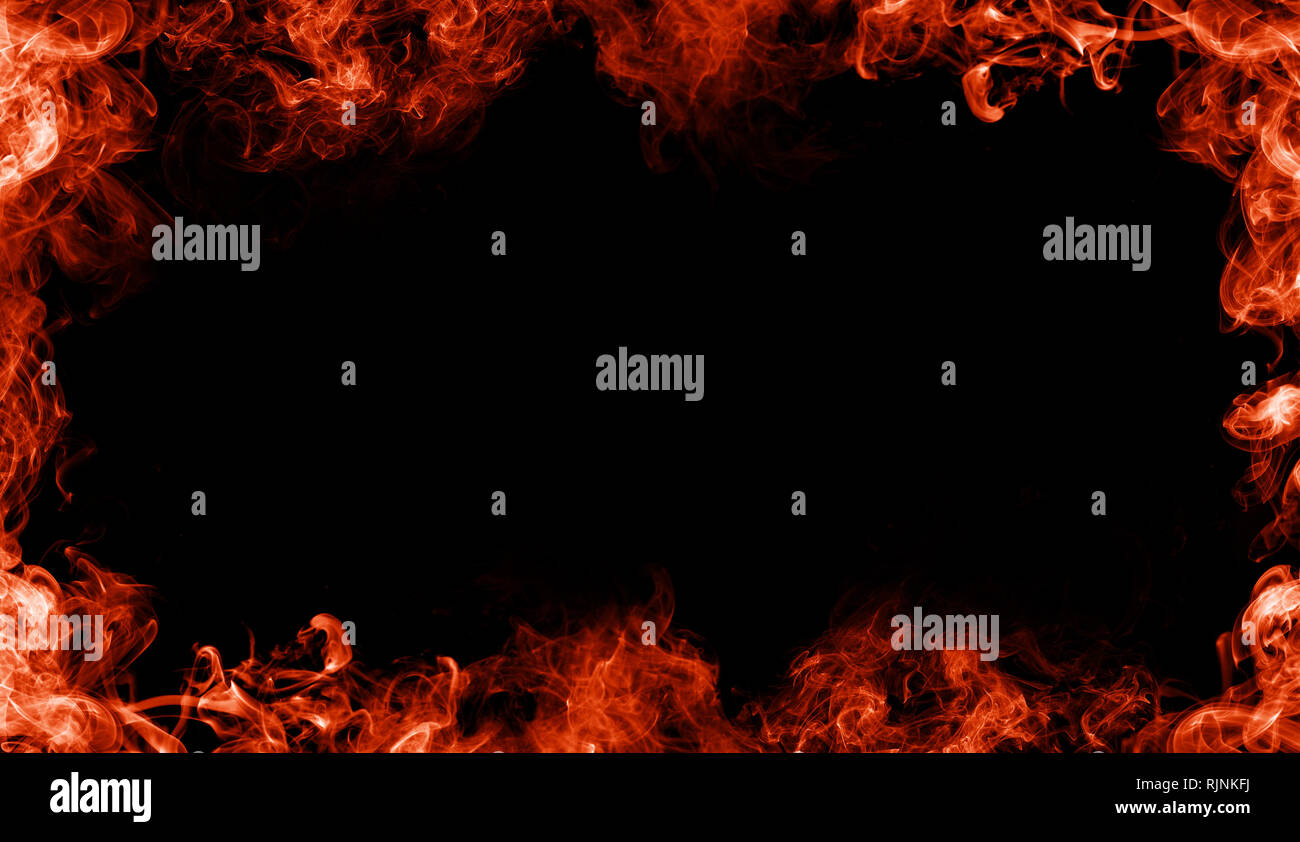 Frame of real fire flames burn motion smoke . Border texture overlays ...