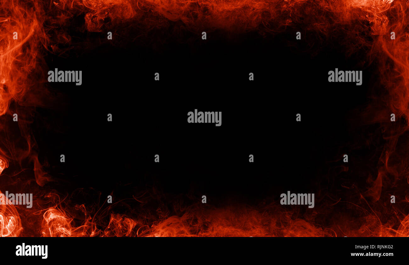 Abstract flames frame . Border on isolated black background Stock Photo ...
