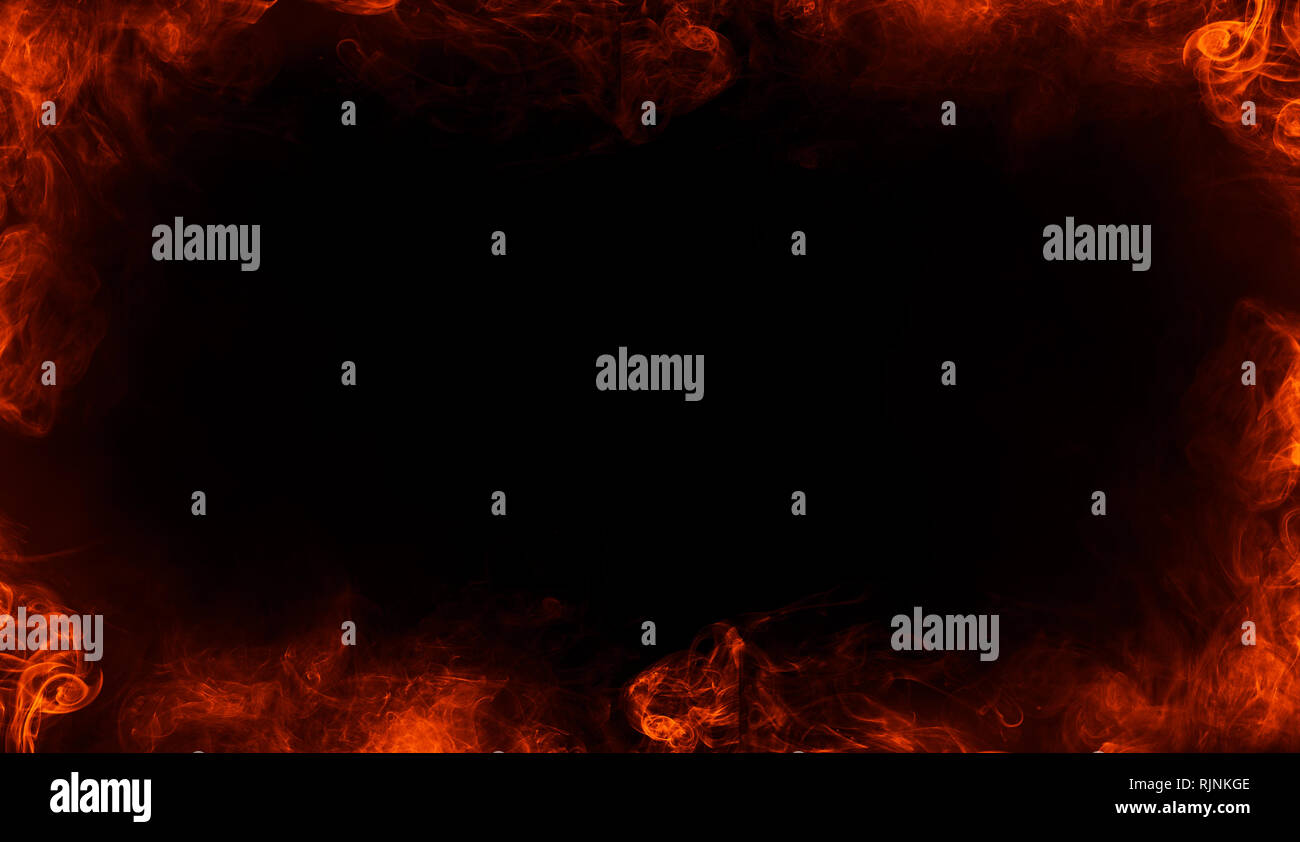 Abstract flames frame . Border on isolated black background Stock Photo ...
