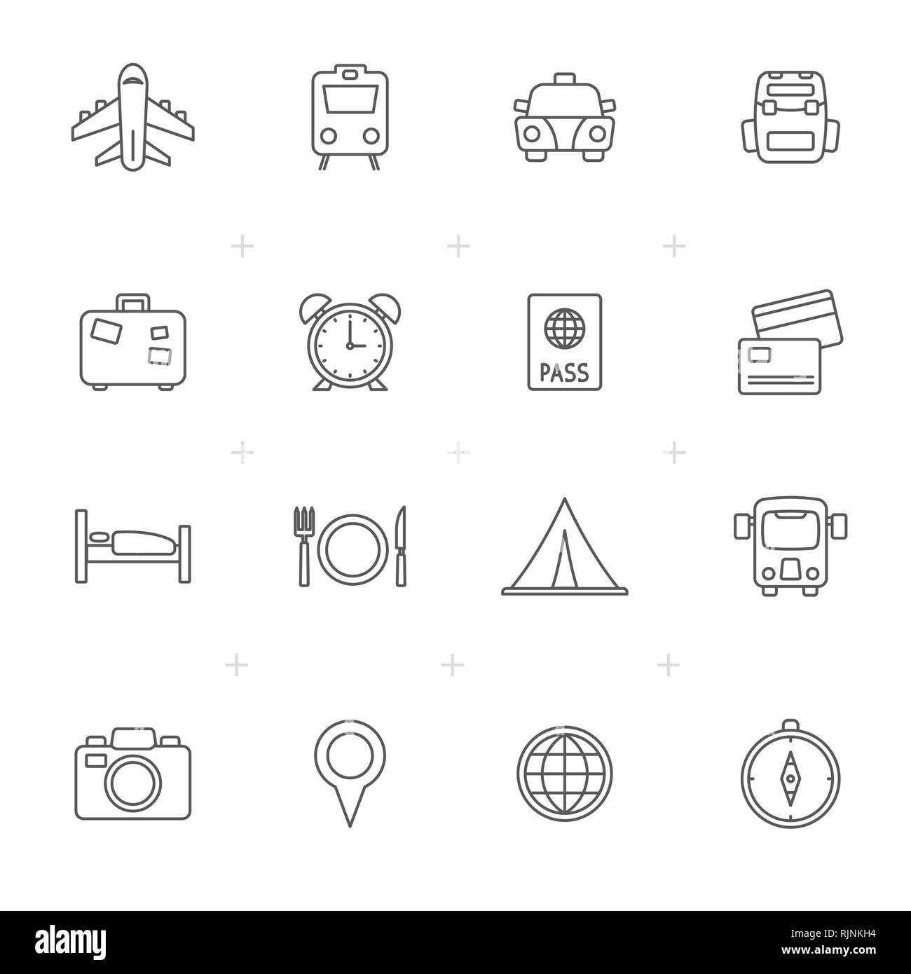 Line Travel, trip and transportation icons - vector icon set Stock ...